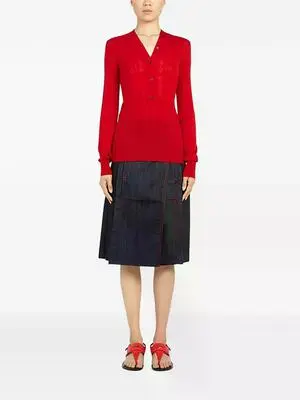 FERRAGAMO Pointelle-knit Button-up Sweater
