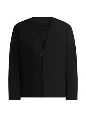 Manière De Voir Lars Minimal Kimono Wool-blend Blazer - Black