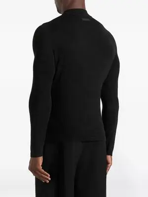 Manière De Voir Fitted Mock Neck Wool-blend Jumper - Black