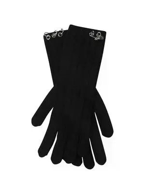 Pinko Ribbed Knit Safety Pin Gloves - Black