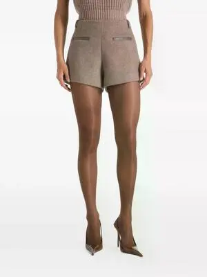 Manière De Voir Textured Wool-blend Tailored Shorts - Brown