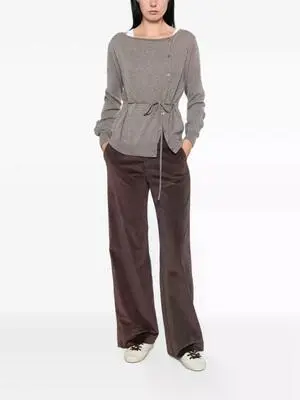 WHITE SAND Corduroy Wide-leg Trousers - Brown