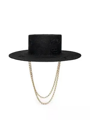 Ruslan Baginskiy Double-chain-strap Canotier Hat - Black