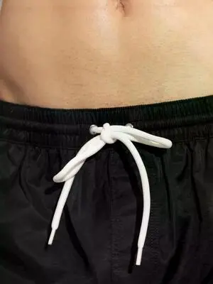 Balmain Logo-patch Side-stripe Swim Shorts - Black