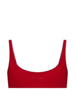 Dsquared2 Logo-embroidered Scoop-neck Bikini Top - Red