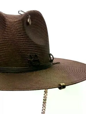 Ruslan Baginskiy Chain-strap Straw Fedora Hat