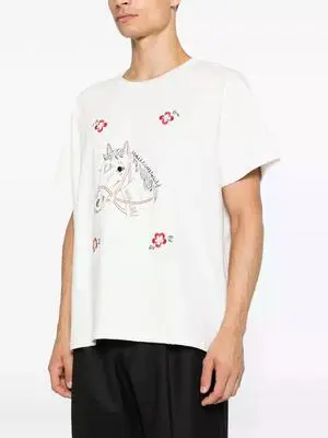 FOUND Horse Floral-embroidered T-shirt