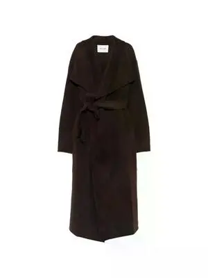 Soft Goat Belted Shawl-collar Coat