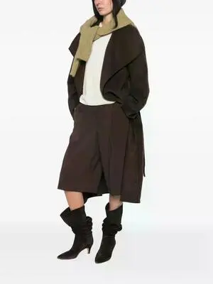 Soft Goat Belted Shawl-collar Coat
