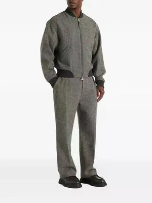 Manière De Voir Leandro In Herringbone Wool Bomber Jacket