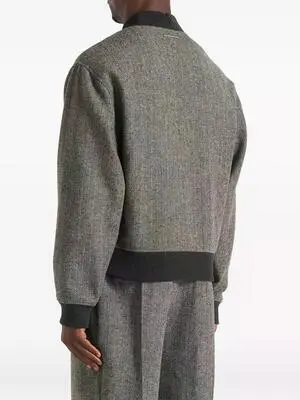 Manière De Voir Leandro In Herringbone Wool Bomber Jacket