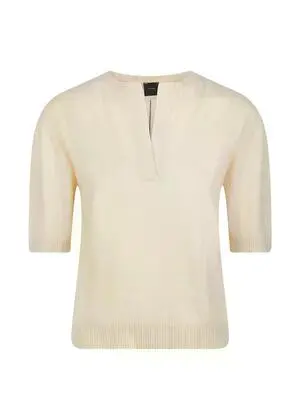 Pinko V-neck Sweater In Wool And Cashmere - Neutrals