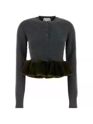 Stella McCartney Faux-fur Peplum Sweater - Grey