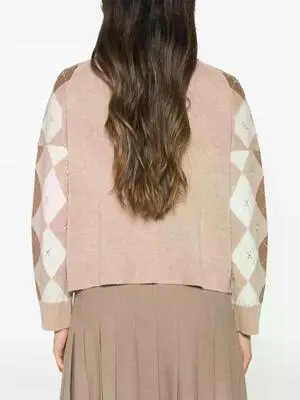 Maje Argyle-pattern Crystal-embellished Cardigan