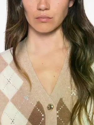 Maje Argyle-pattern Crystal-embellished Cardigan