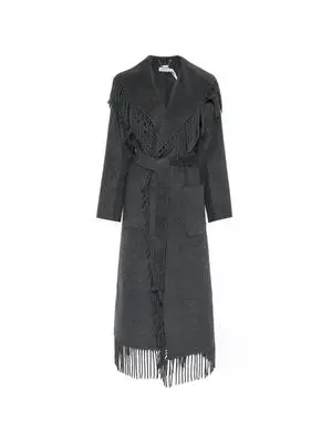 Simkhai Carrie Fringe Robe Coat - Grey