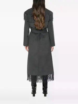 Simkhai Carrie Fringe Robe Coat - Grey