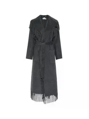 Simkhai Carrie Fringe Robe Coat - Grey