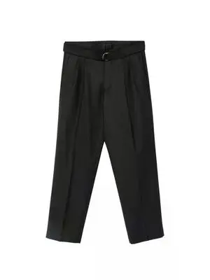 ERALDO Belted Pleated Trousers - Black