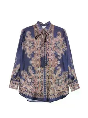 Zimmermann Paisley-print Pussy-bow Shirt - Blue