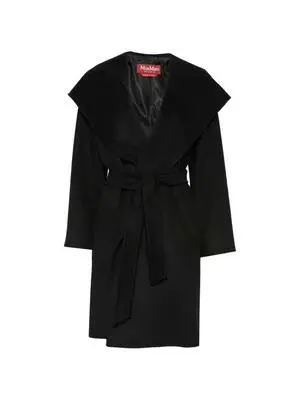 Max Mara Hooded Belted Coat - Black