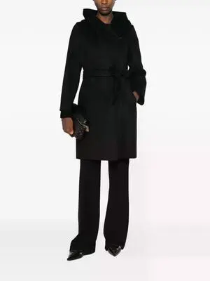 Max Mara Hooded Belted Coat - Black
