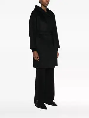 Max Mara Hooded Belted Coat - Black
