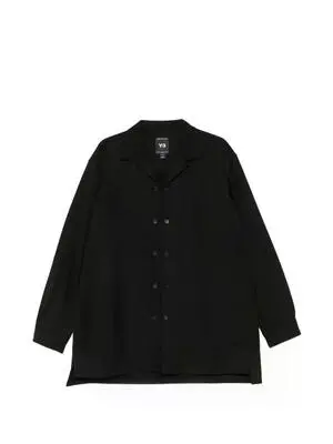 Y3 Double-breasted Notched-collar Shirt - Black