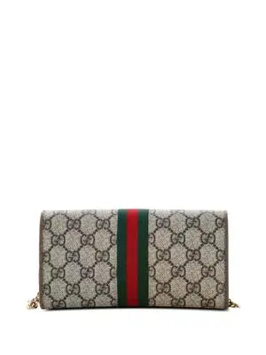 Gucci Ophidia Chain Wallet Gg Coated Canvas Cross Body Bag - Brown
