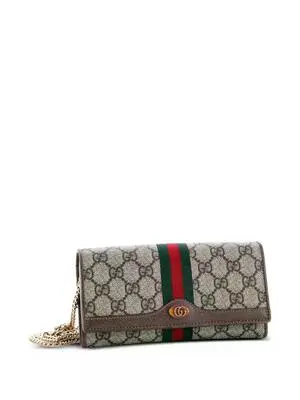 Gucci Ophidia Chain Wallet Gg Coated Canvas Cross Body Bag - Brown