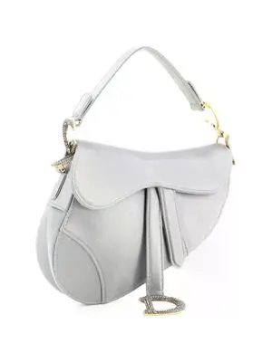 Dior Saddle Handbag Satin With Crystals Mini Shoulder Bag - Blue