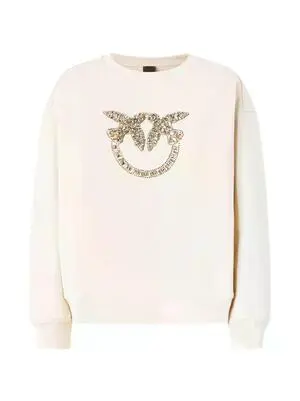 Pinko Love Birds Crystal-embellished Sweatshirt