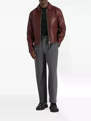Manière De Voir Yves In Wine Minimal Leather Jacket