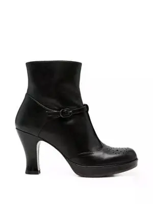 Chie Mihara Perforated Buckled Boots - Black