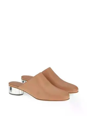 FERRAGAMO Floy Leather Mules - Neutrals