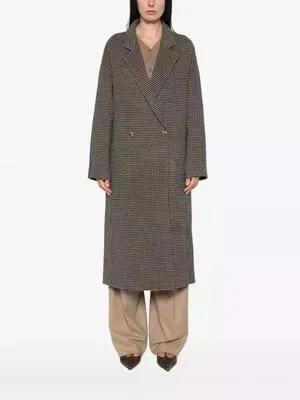 Soft Goat Houndstooth Double-breasted Coat
