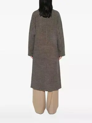 Soft Goat Houndstooth Double-breasted Coat