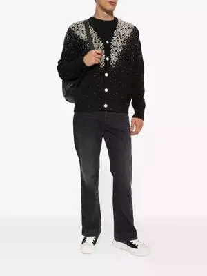 Amiri Beaded Floral-embroidered Cardigan