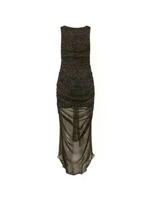 ROTATE BY BIRGER CHRISTENSEN Ruched Midi Leopard Dress