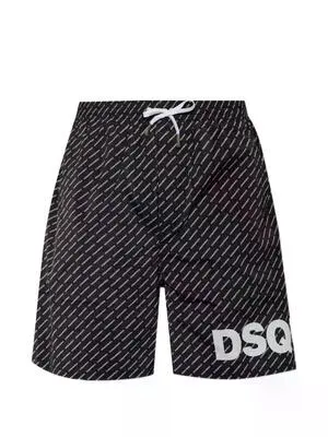 Dsquared2 Monogram-print Logo-print Swim Shorts - Black