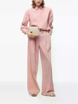 Pinko Striped Shirt With Floral Embroidery