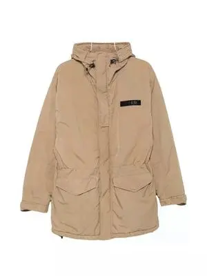 Aspesi Hooded Logo-patch Jacket - Neutrals