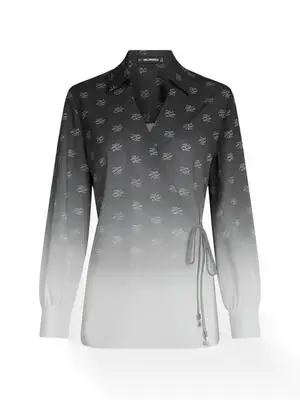 Karl Lagerfeld Fluid Wrap Blouse - Grey