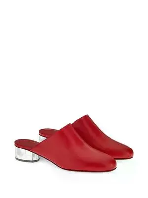 FERRAGAMO Floy Leather Mules - Red