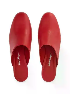 FERRAGAMO Floy Leather Mules - Red