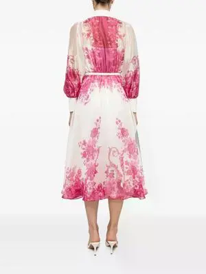 NISSA Printed Organza Midi Dress