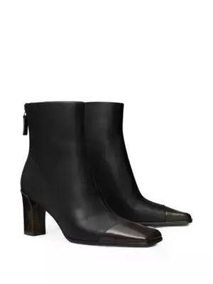 Tory Burch Asymmetric Cap-toe Ankle Boots - Black