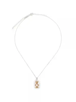 YVMIN Inlaid Mini Bear Pendant Necklace - Silver