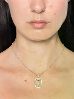YVMIN Inlaid Mini Bear Pendant Necklace - Silver