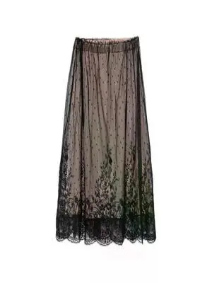 Isabel Benenato Lace-overlay Gathered Maxi Skirt